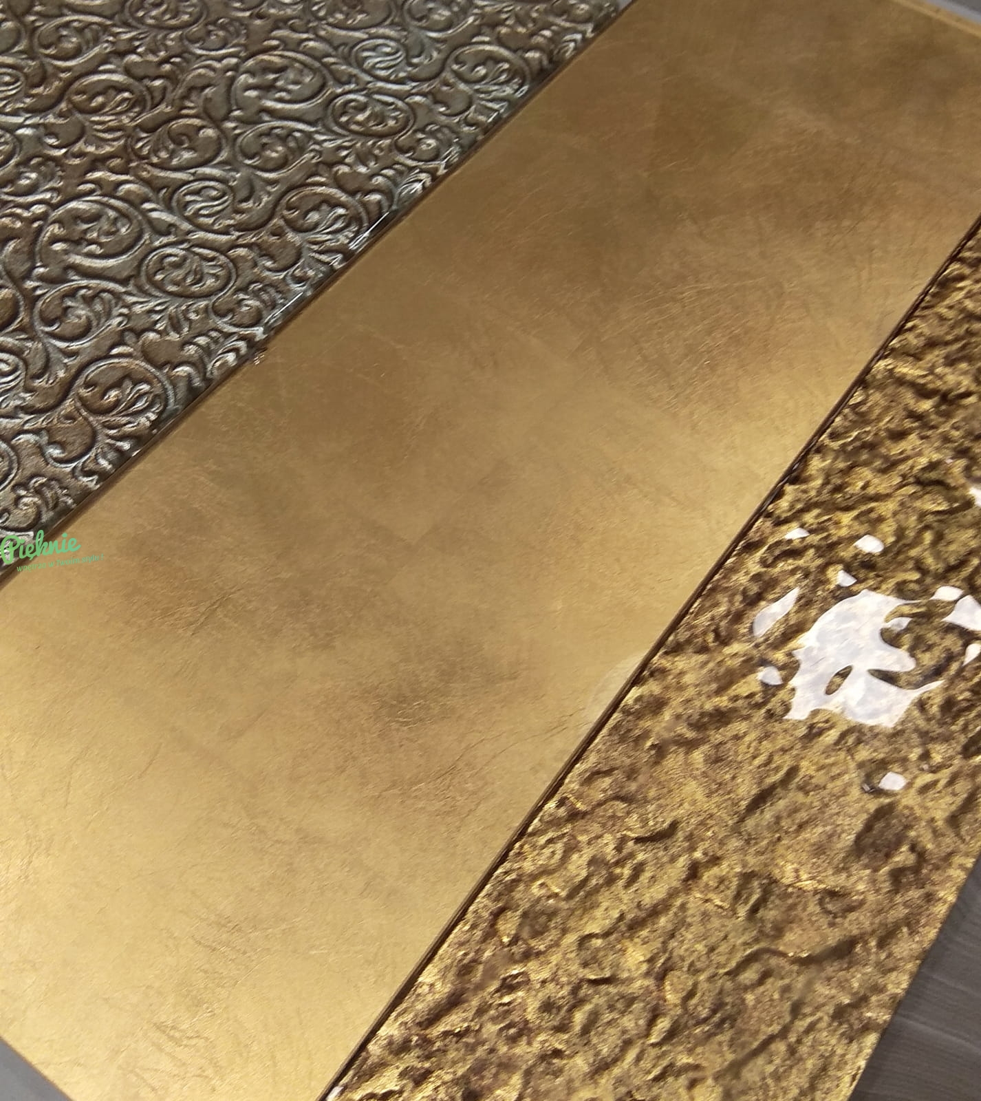 Foglio D'Oro luksusowa złota płytka ścienna 25x75 Dune Megalos Vitra ...